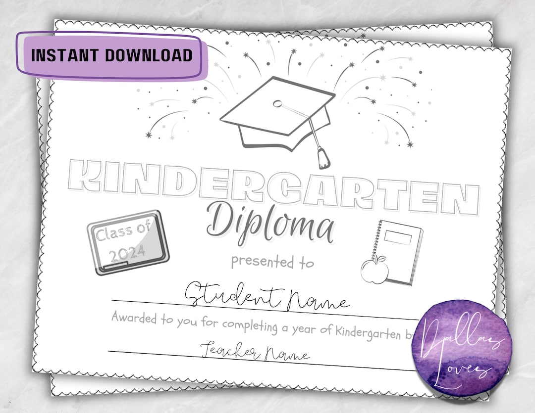 Black and White Kindergarten Certificate With Scalloped Border 2024 ...