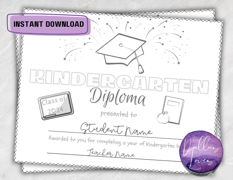 Black and White Kindergarten Certificate With Scalloped Border 2024 ...