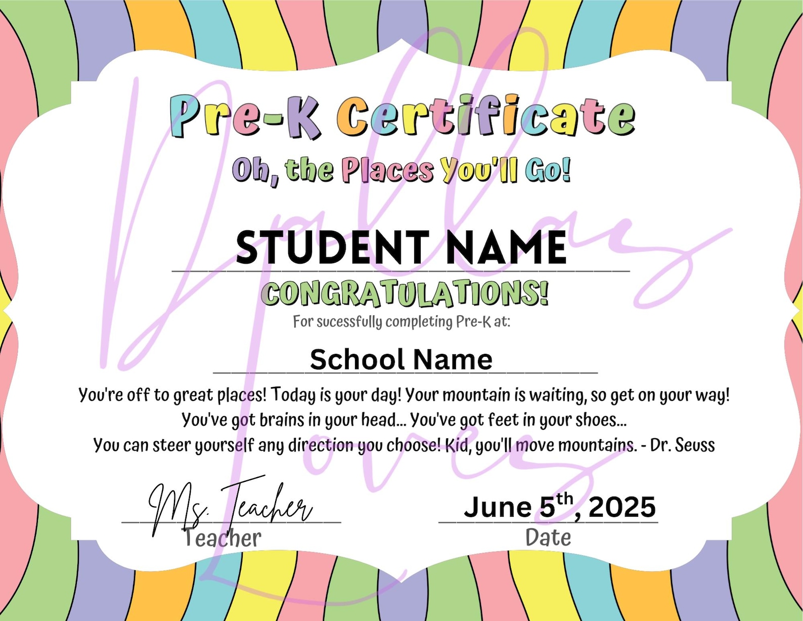 Oh the Places You’ll Go / Dr. Seuss / Pre-k Graduation Including School ...