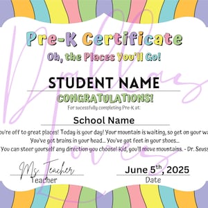 Oh the Places You’ll Go / Dr. Seuss / Pre-k Graduation Including School ...