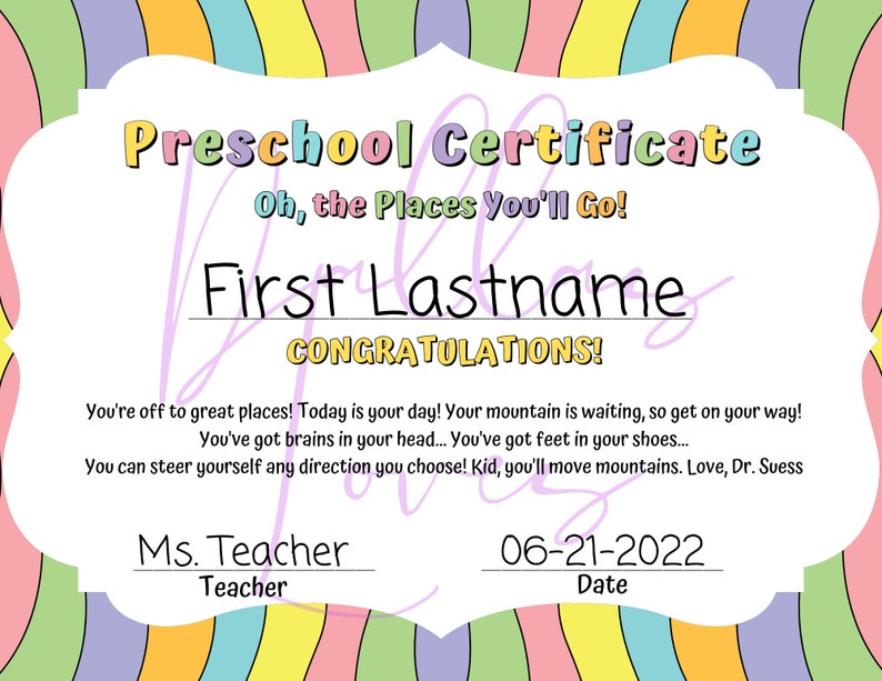 Oh the Places You’ll Go / Dr. Seuss / Preschool Graduation / Digital ...