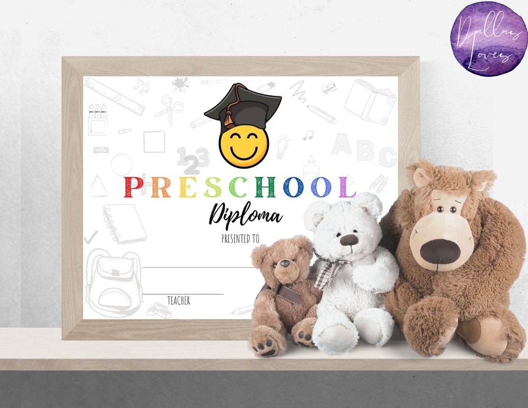 Emoji Preschool Graduation Diploma / Simple Dimploma / Digital - Etsy