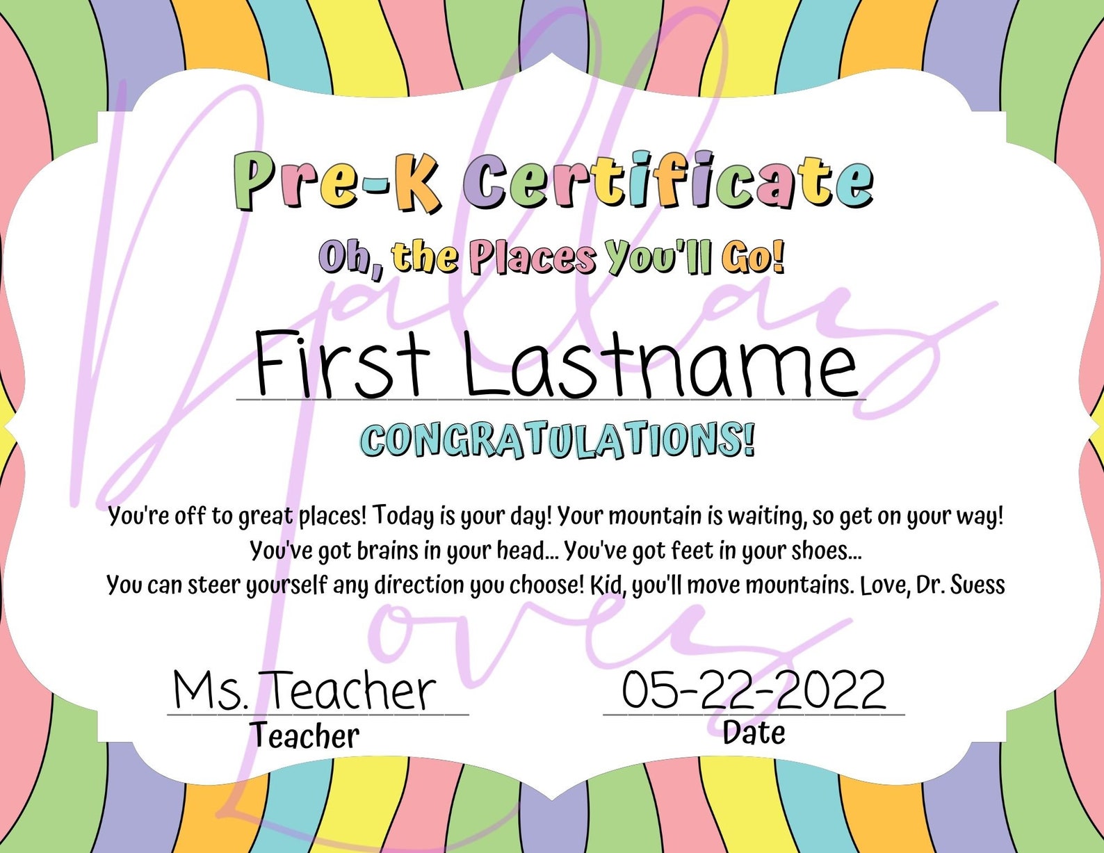 Oh the Places You’ll Go / Dr. Seuss / Pre Kinder Graduation / Pre-k ...