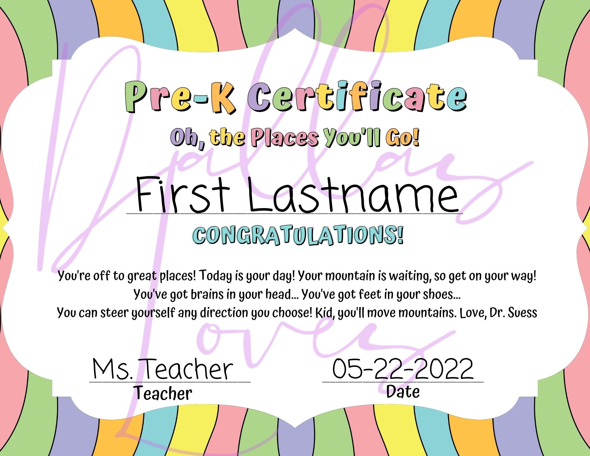 Oh the Places You’ll Go / Dr. Seuss / Pre Kinder Graduation / Pre-k ...