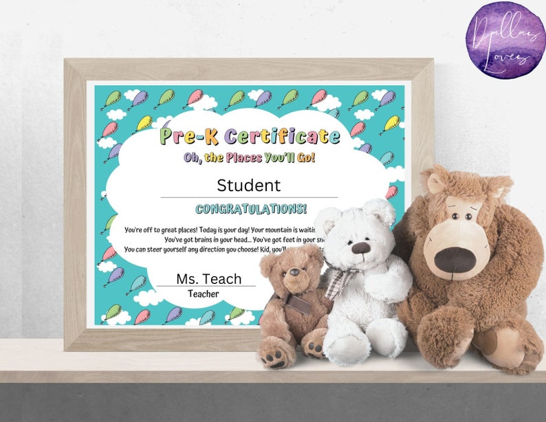 Oh the Places Youll Go / Dr. Seuss / Pre-k Certificate for - Etsy