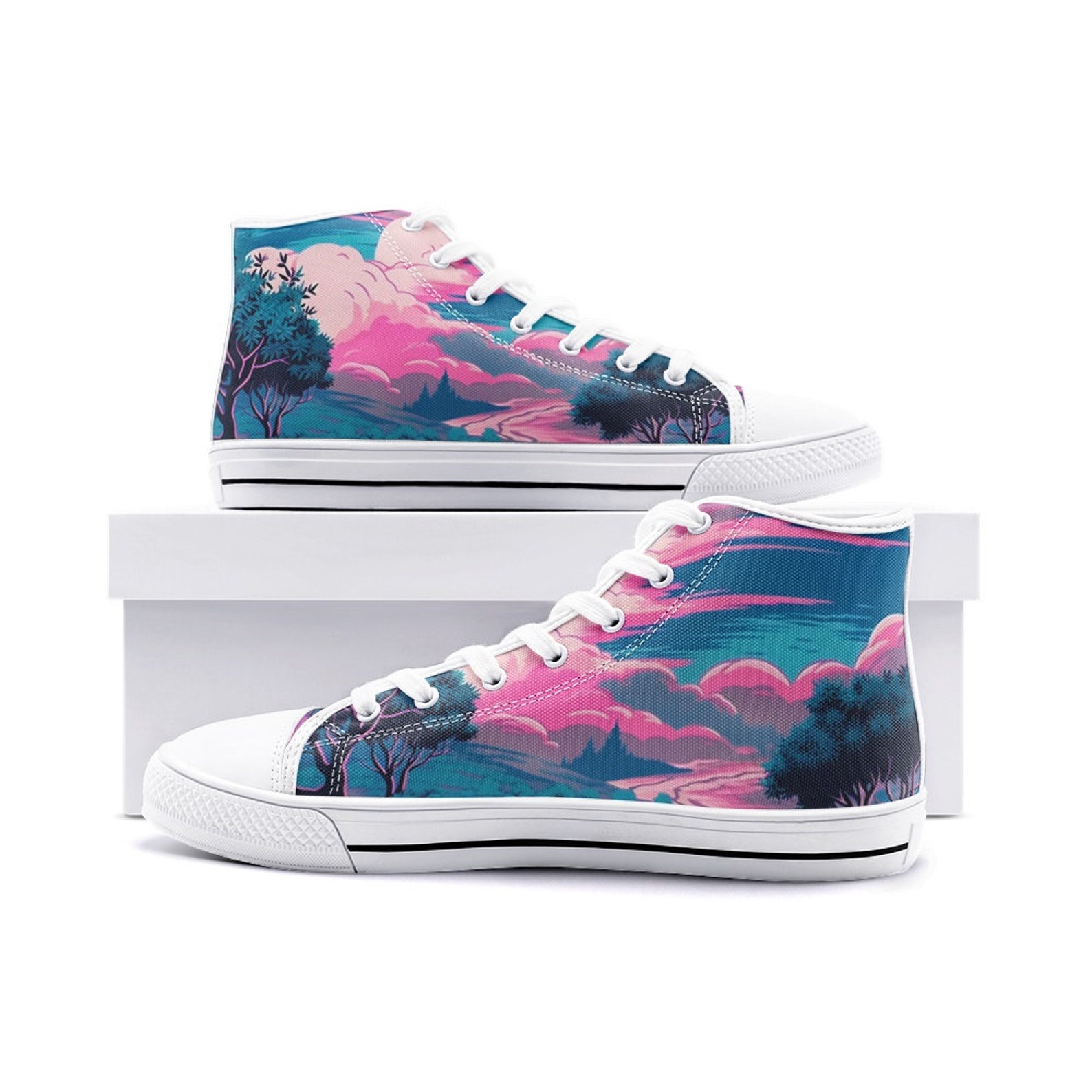 Calm River - Unisex High Top Canvas Shoes - Canvas Sneakers - Vans ...