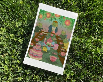 Frog in Tea Cup Tea Party Series 5x5 Miniature Print, Direct From ...