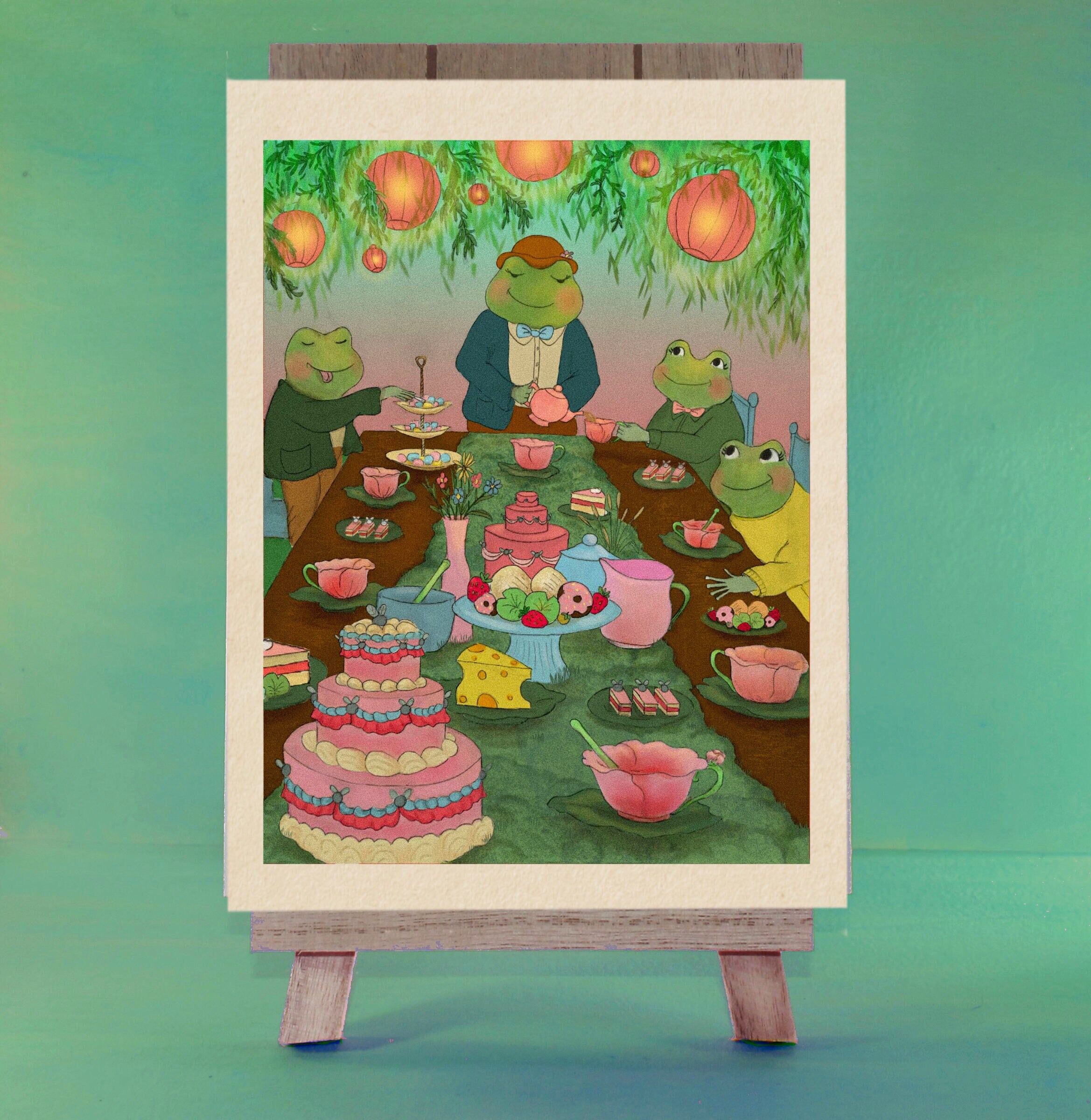 Frog Tea Party Art Print - Etsy