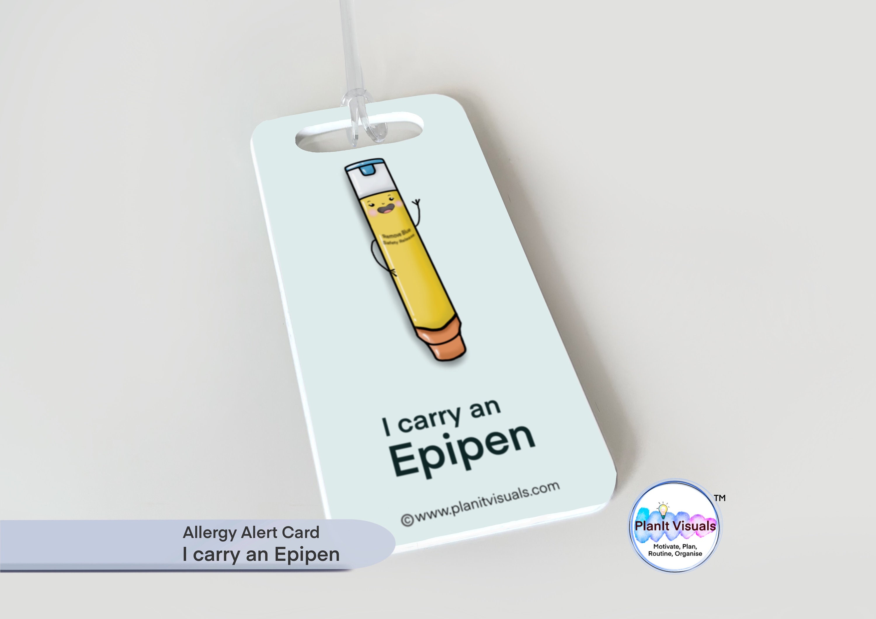 I Carry an Epipen Bag Tag Epipen Keyring Epipen Lunch Bag Label Allergy ...