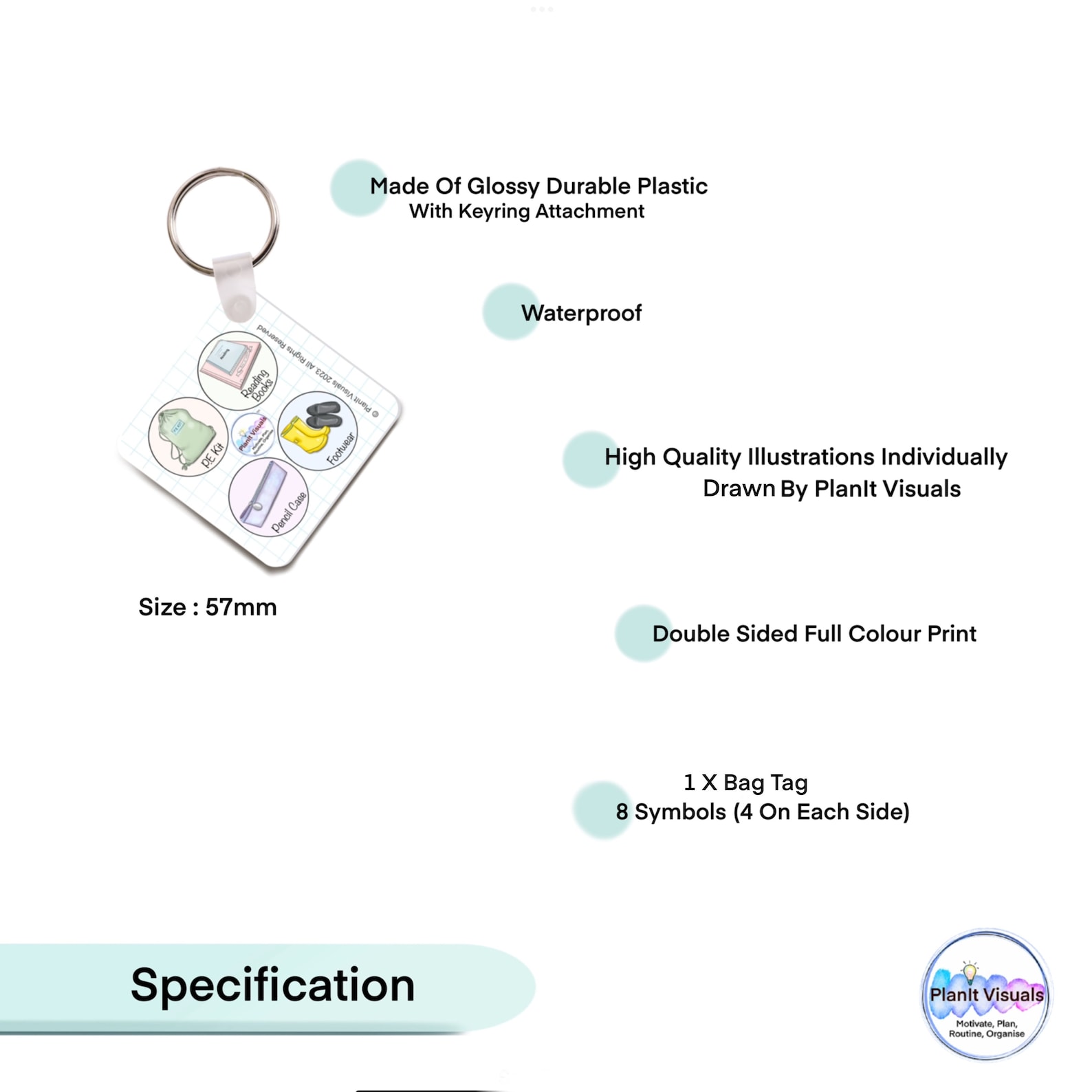 Personalised School Bag Reminder Tag - Daily Routine Keyring - Visual ...