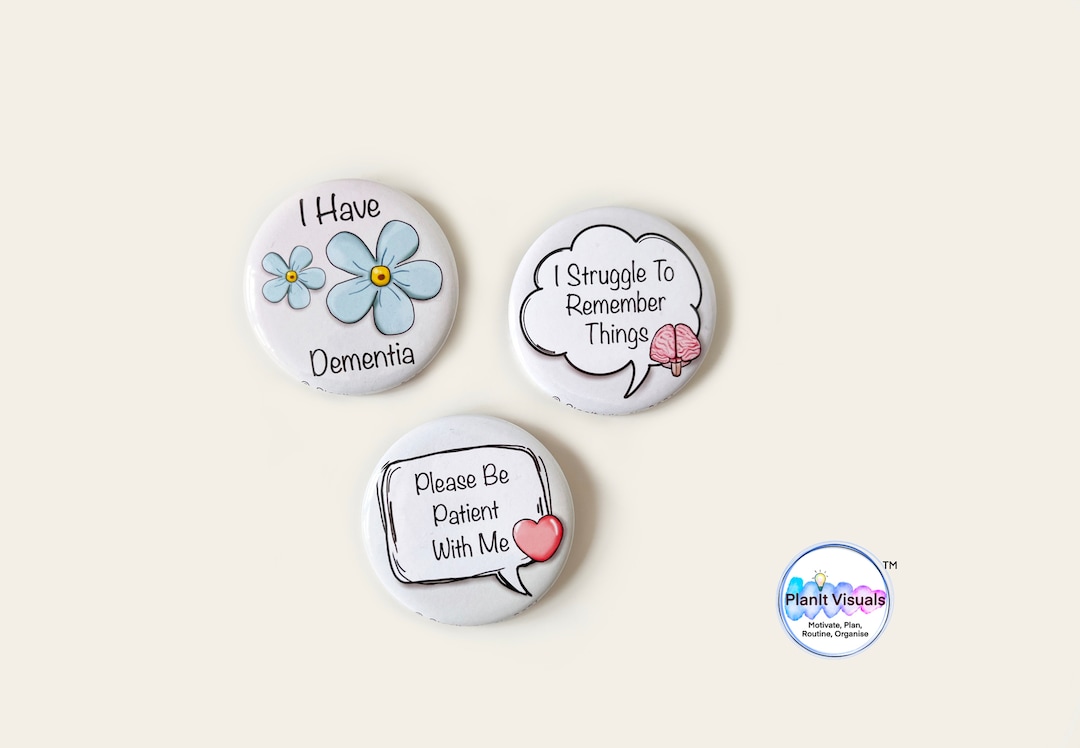 Dementia Badge Set Dementia Awareness Pin Button Badges Disability ...