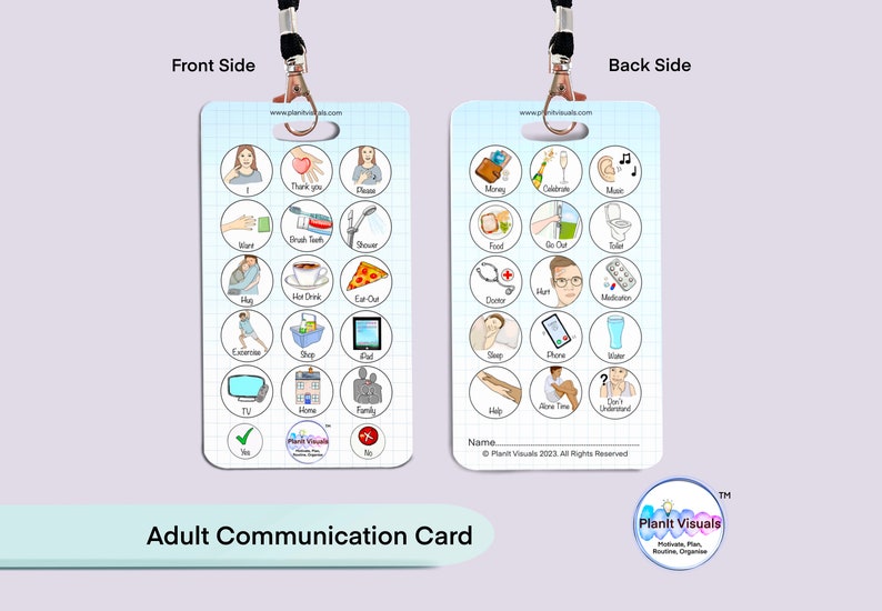 Adult Communication Card AAC Board Non Verbal ASD Visual Aid Dementia ...