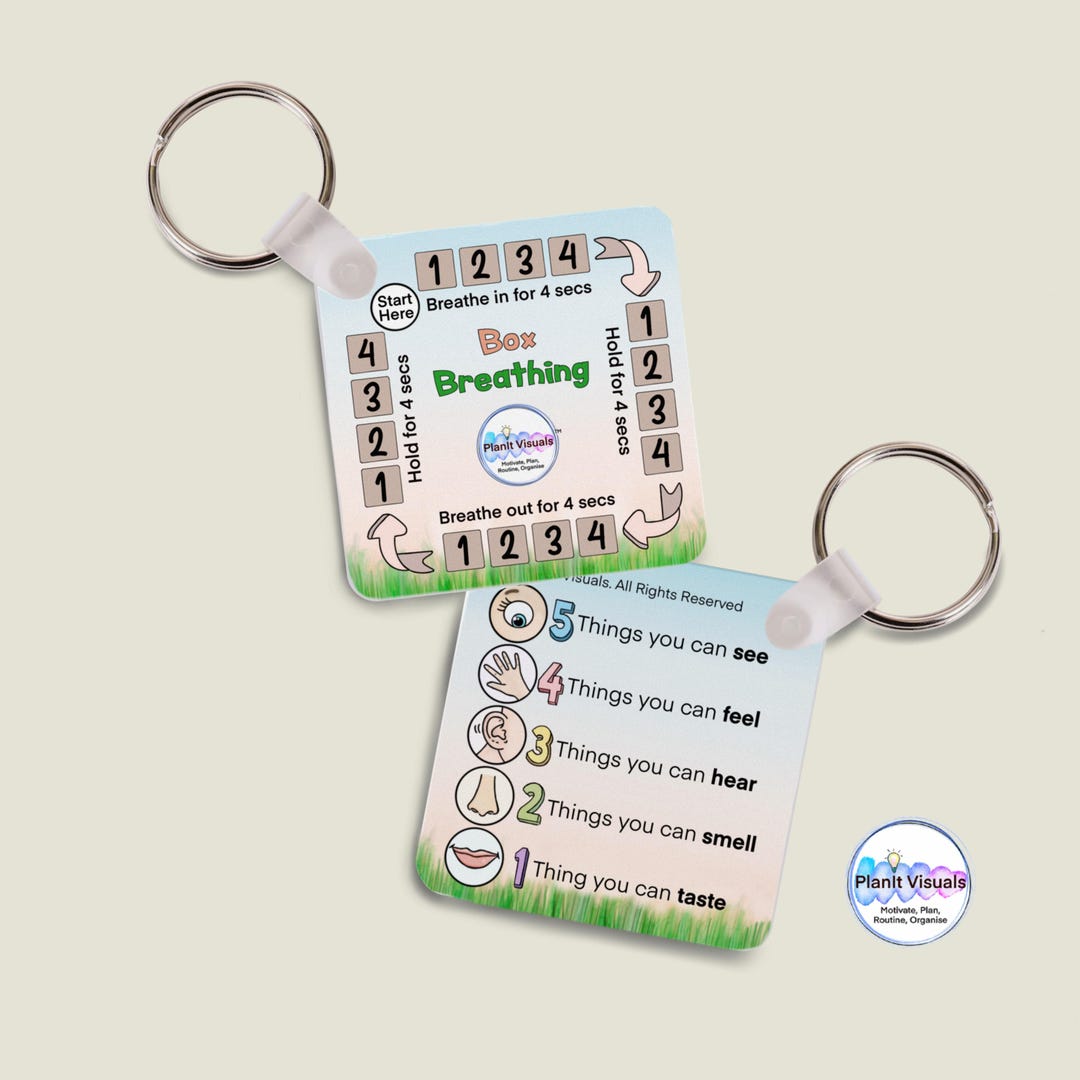 Box Breathing Keyring - Grounding Keychain - Self Care Anxiety ...