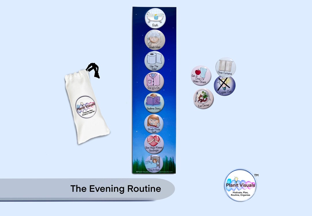 Evening Routine Visual Timetable Daily Responsibilities Task Checklist ...