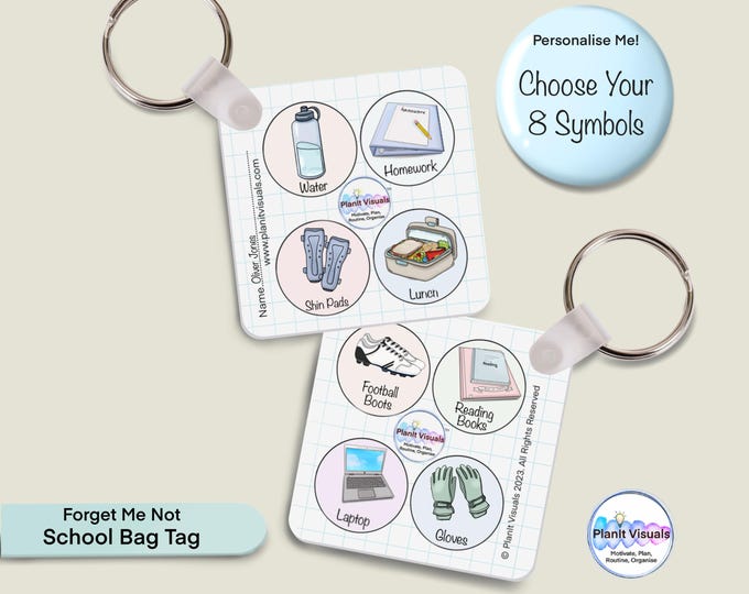Personalized List Kids Bag Tags Set of 2 ADHD School Checklist Reminder ...