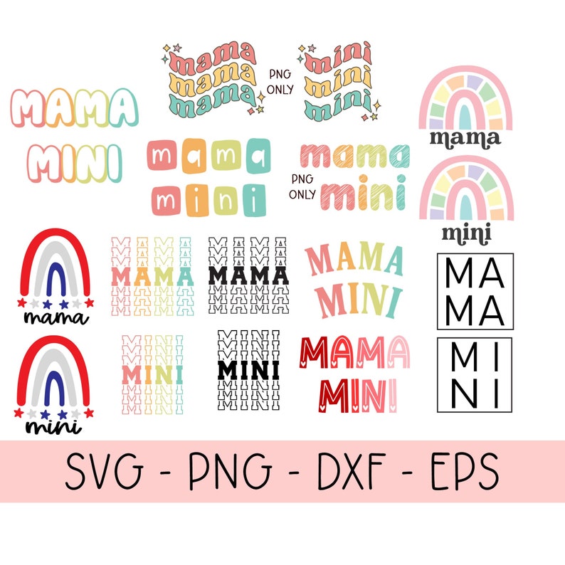 Mama and Mini Bundle SVG PNG 2 Mama Svg Mommy Me Png - Etsy