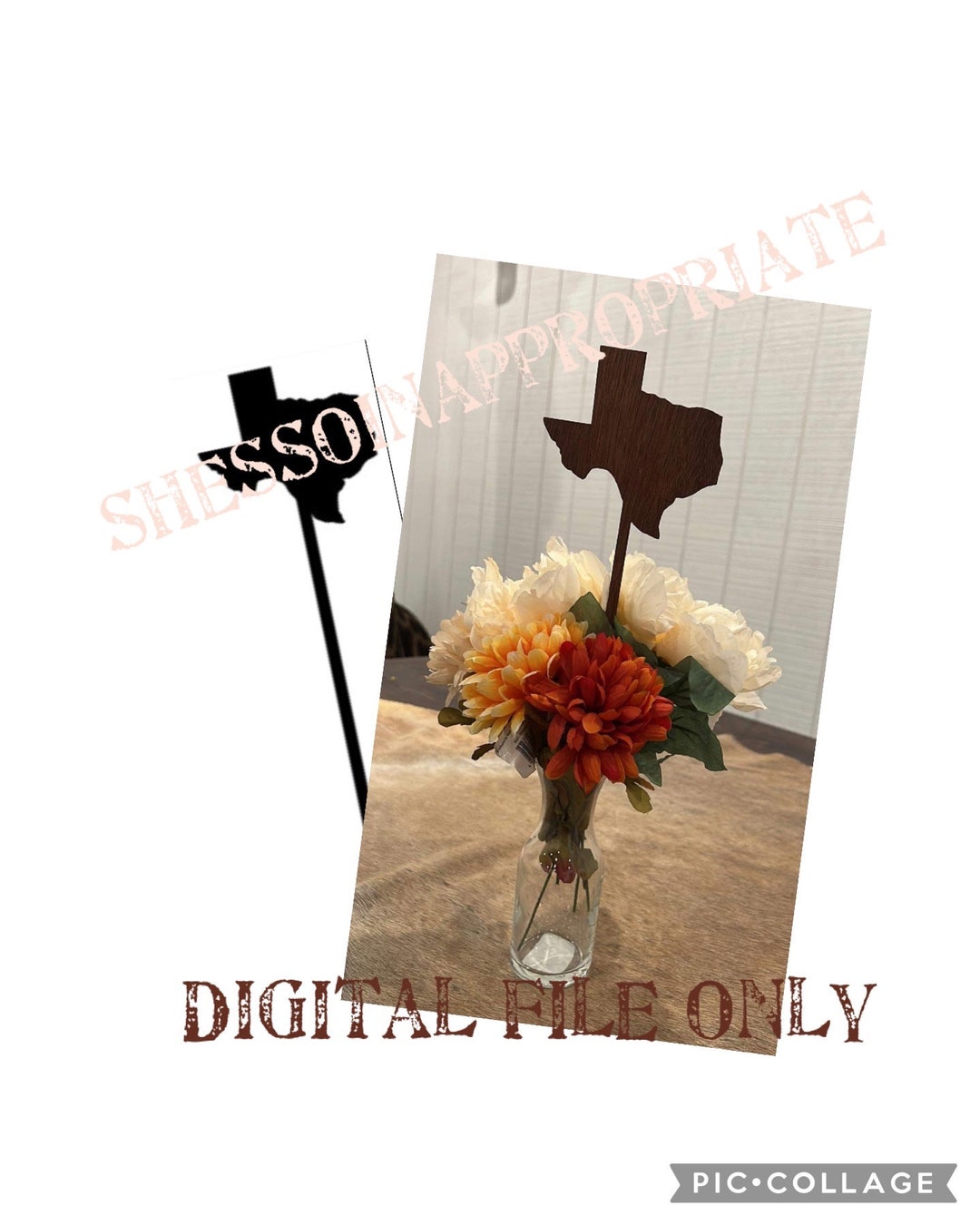 Texas Pick for Decorative Arrangements or Cake Topper SVG, Texas Table ...
