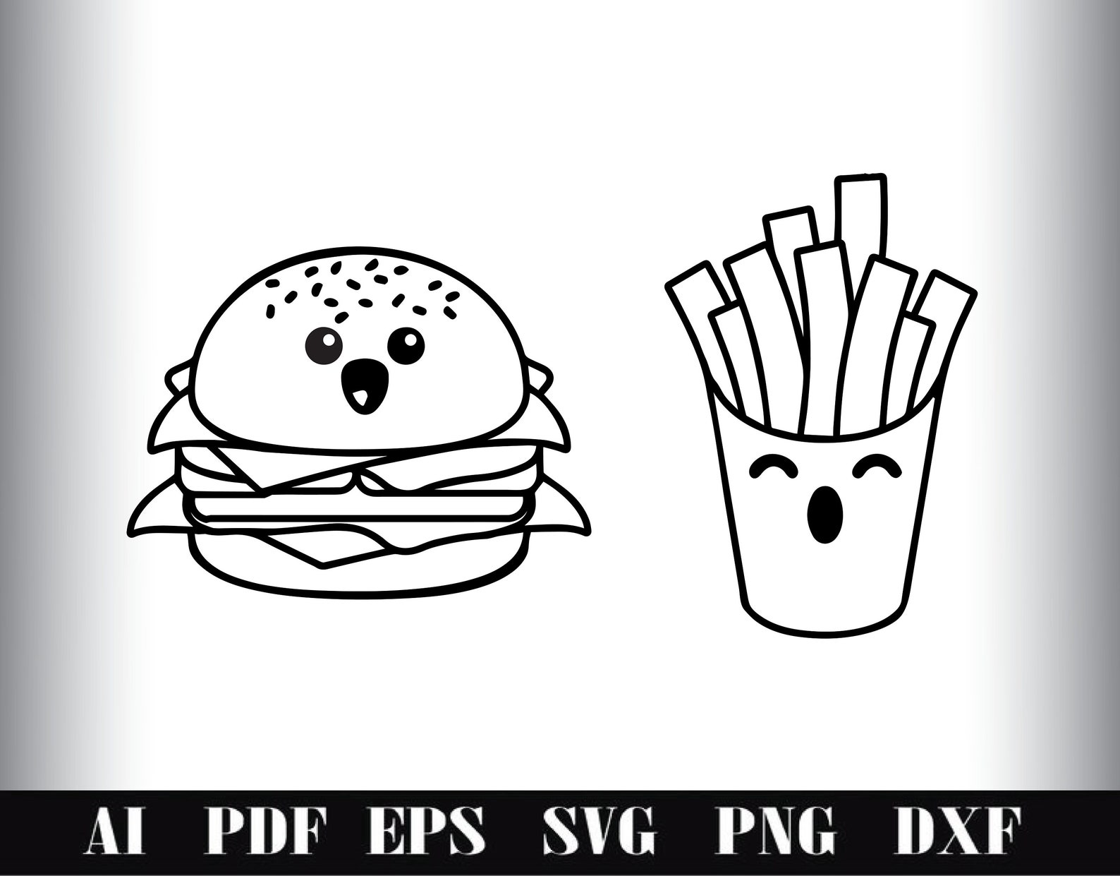 Burgers and Fries - Fast Food Digital Files, Silhouette SVG Files ...