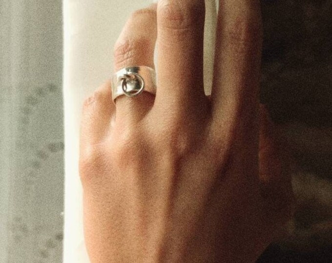 Chevalier Ring, Kinetic Style Band, Solid Sterling Silver, Spinner Hoop ...