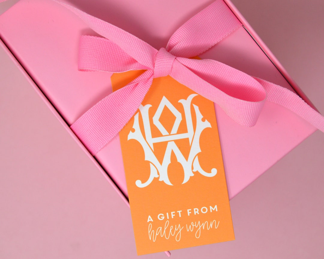 Orange Monogram Gift Tags Interlock Monogram Wine Tags - Etsy