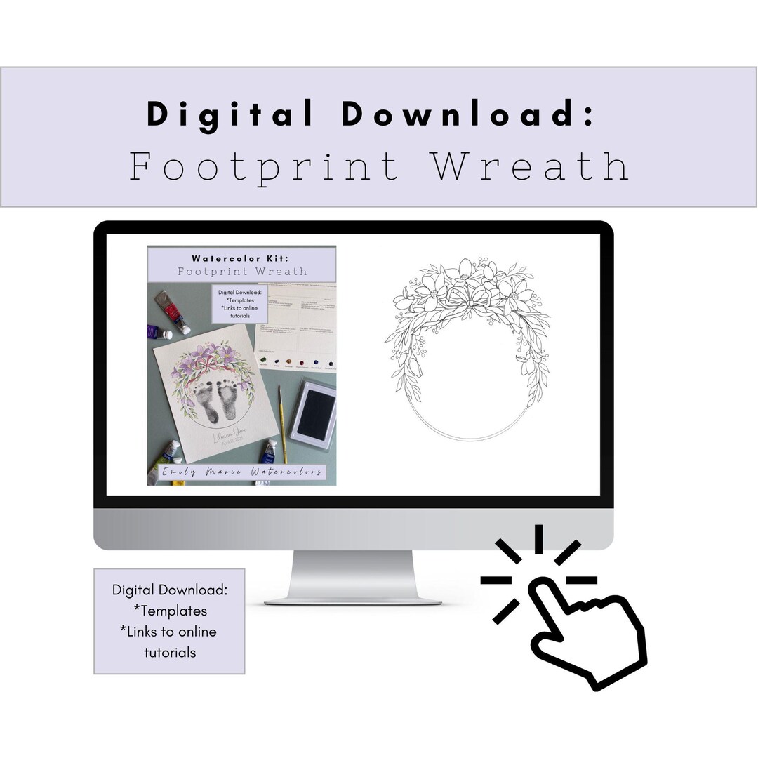 Digital Download of Footprint Wreath Watercolor Kit (printable and ...
