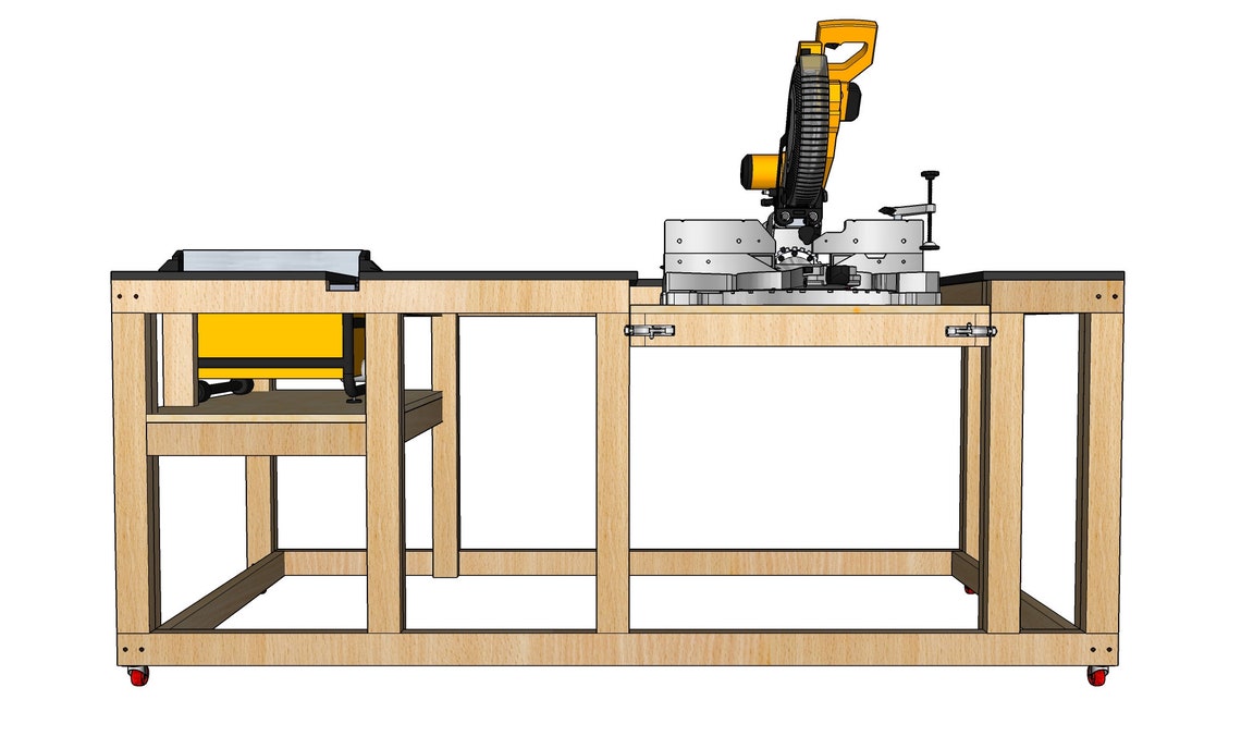 Mobile Miter / Table Saw Workbench Plans Instant PDF - Etsy Mobile Miter / Table Saw Workbench Plans Instant PDF - Etsy