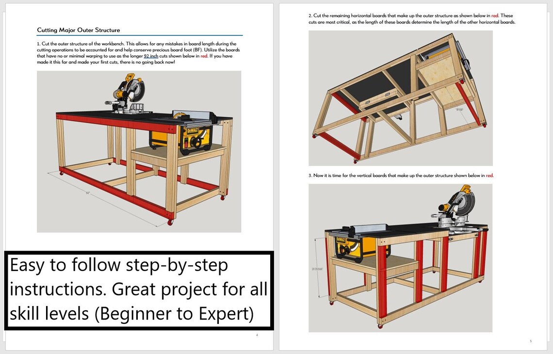 Mobile Miter / Table Saw Workbench Plans Instant PDF | Etsy