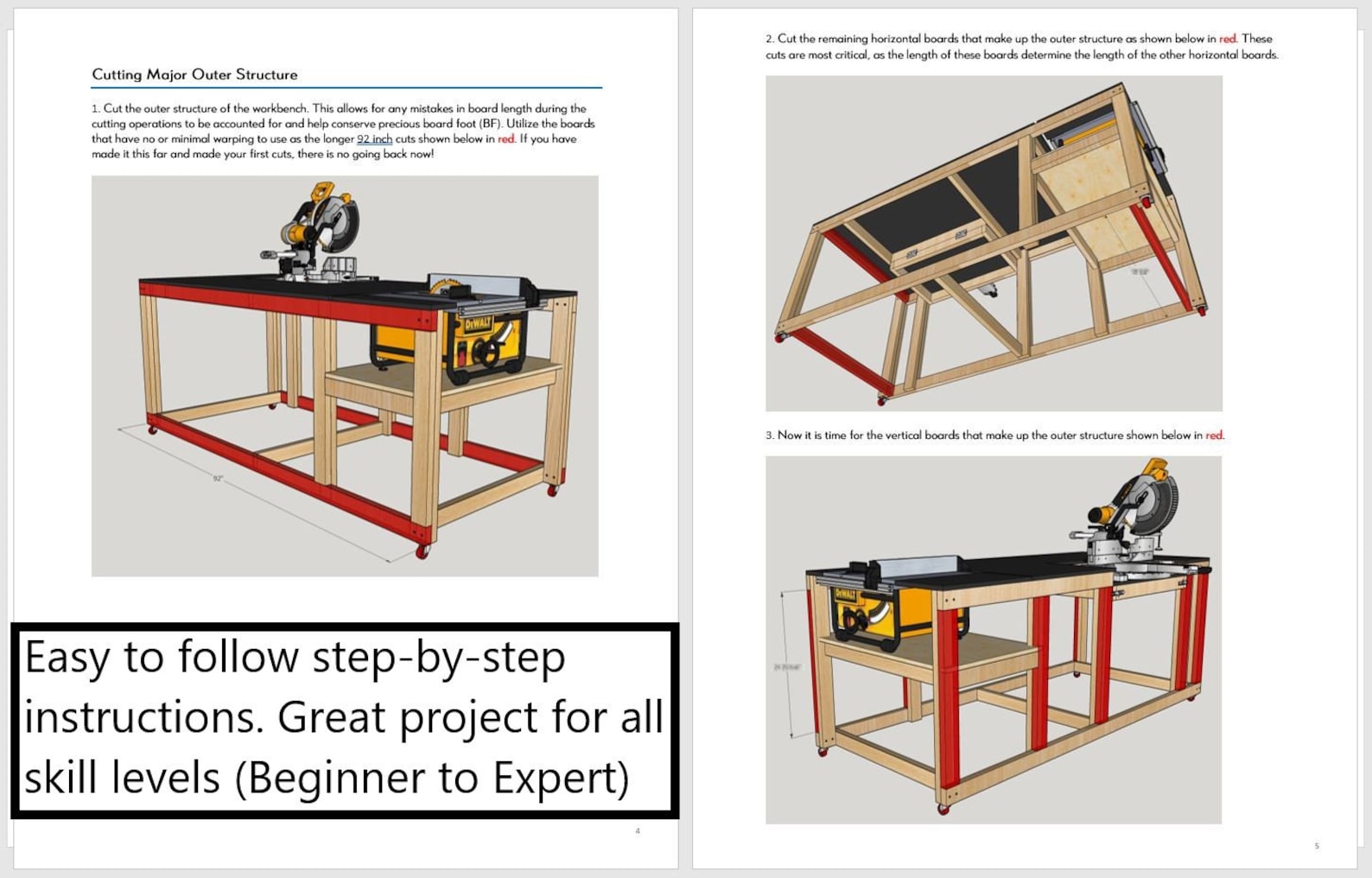 Mobile Miter / Table Saw Workbench Plans Instant PDF | Etsy