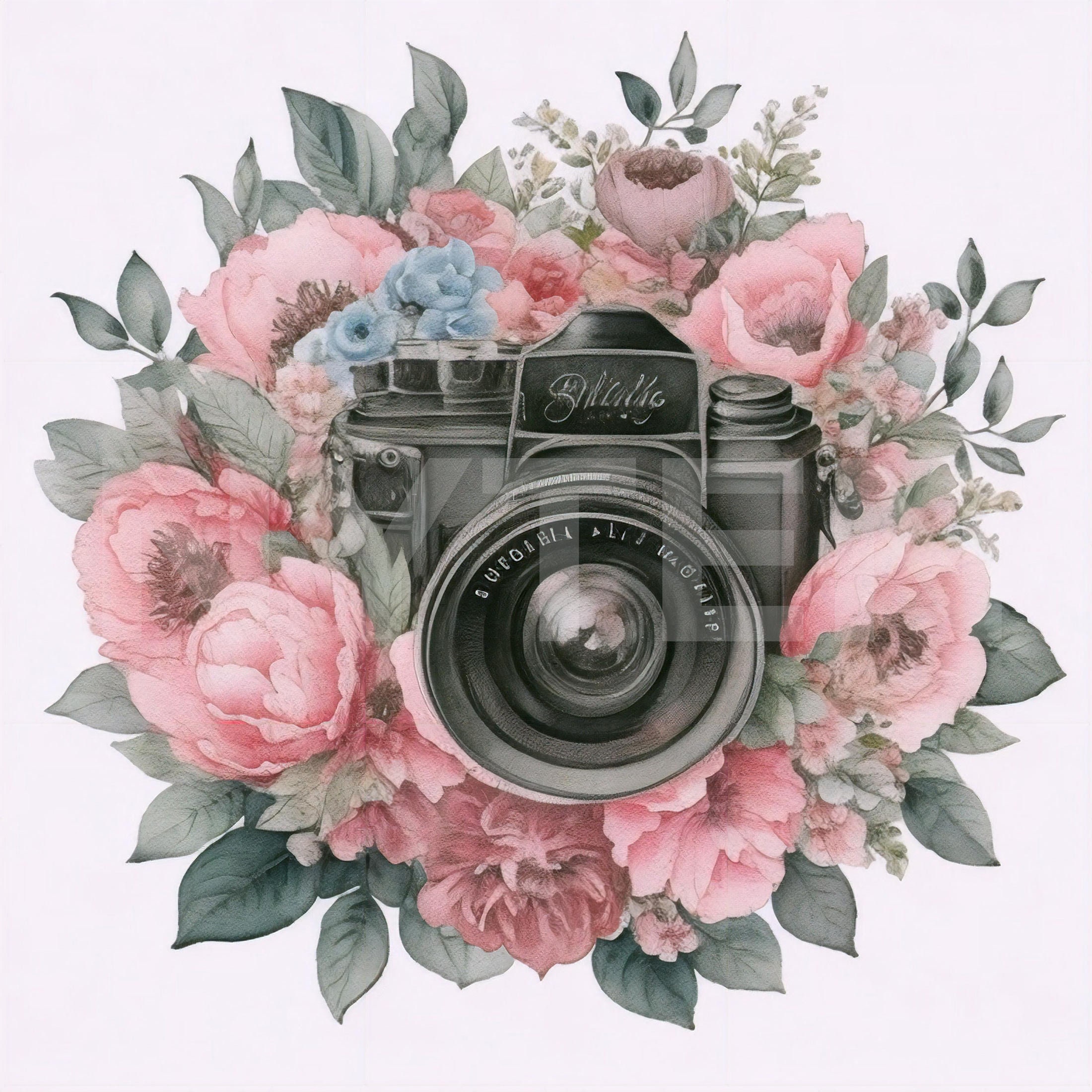 Floral Vintage Camera Clip Art Camera Clip Art Fantasy Watercolor Clip ...