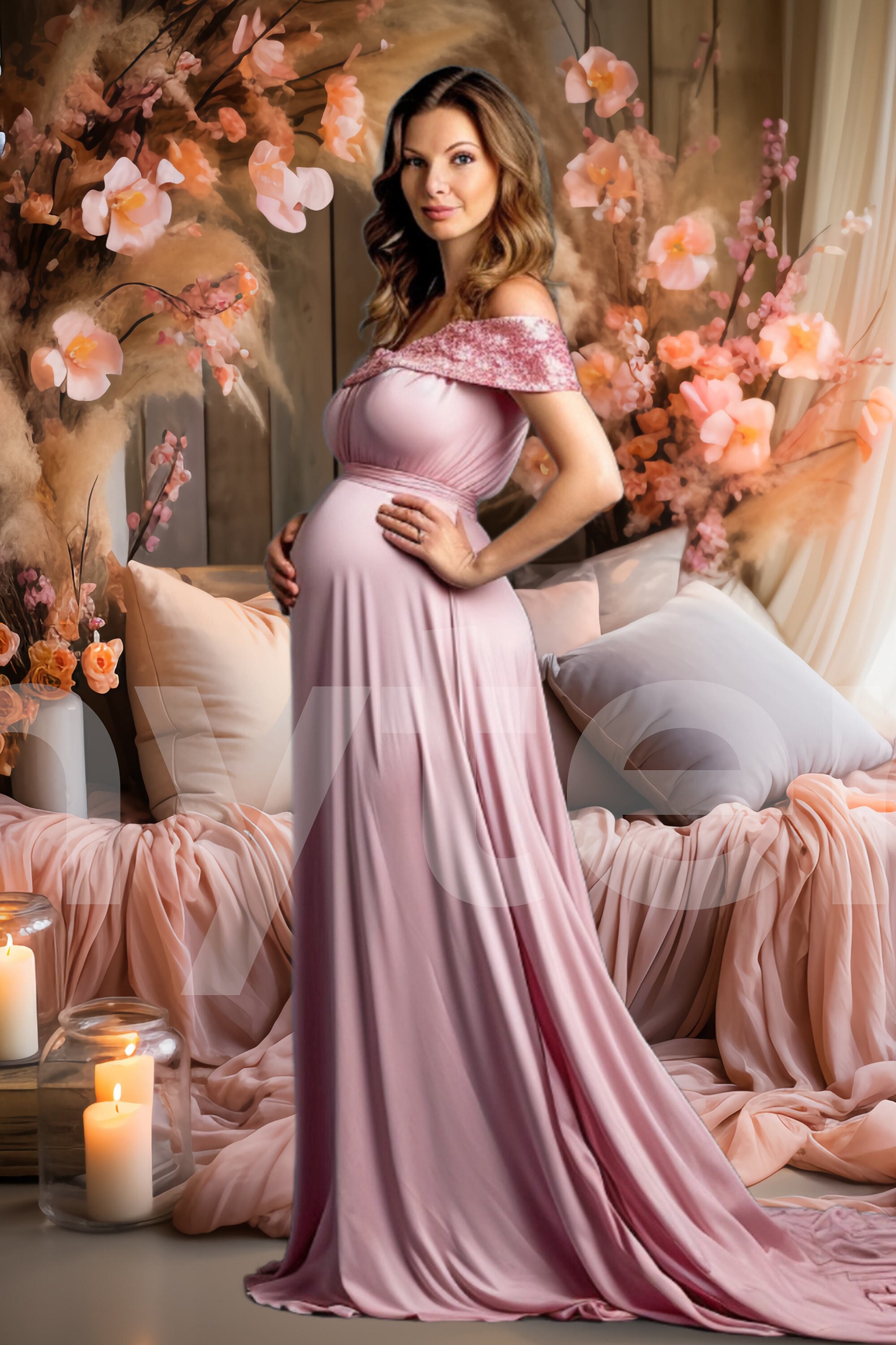 Romantic Beachy Boho Muted Colors Digital Backdrop , Overlays, Studio ...