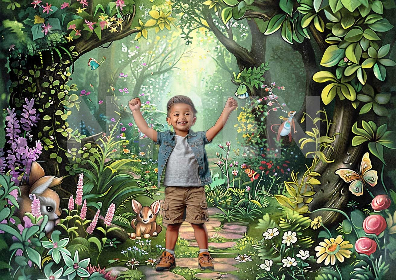 Jungle Adventure Backdrop Kids Photography Digital Background Cartoon ...