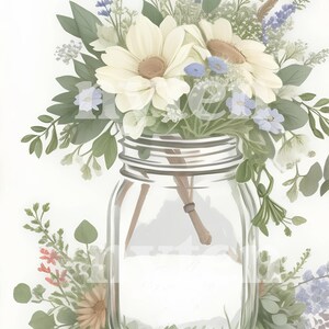 Clip Art Mason Jars | Rustic Mason Jar | Whimsical Graphics| 12 High ...