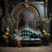 Elegant Vintage Teal Couch Digital Backdrop, Overlays, Studio Backdrops ...