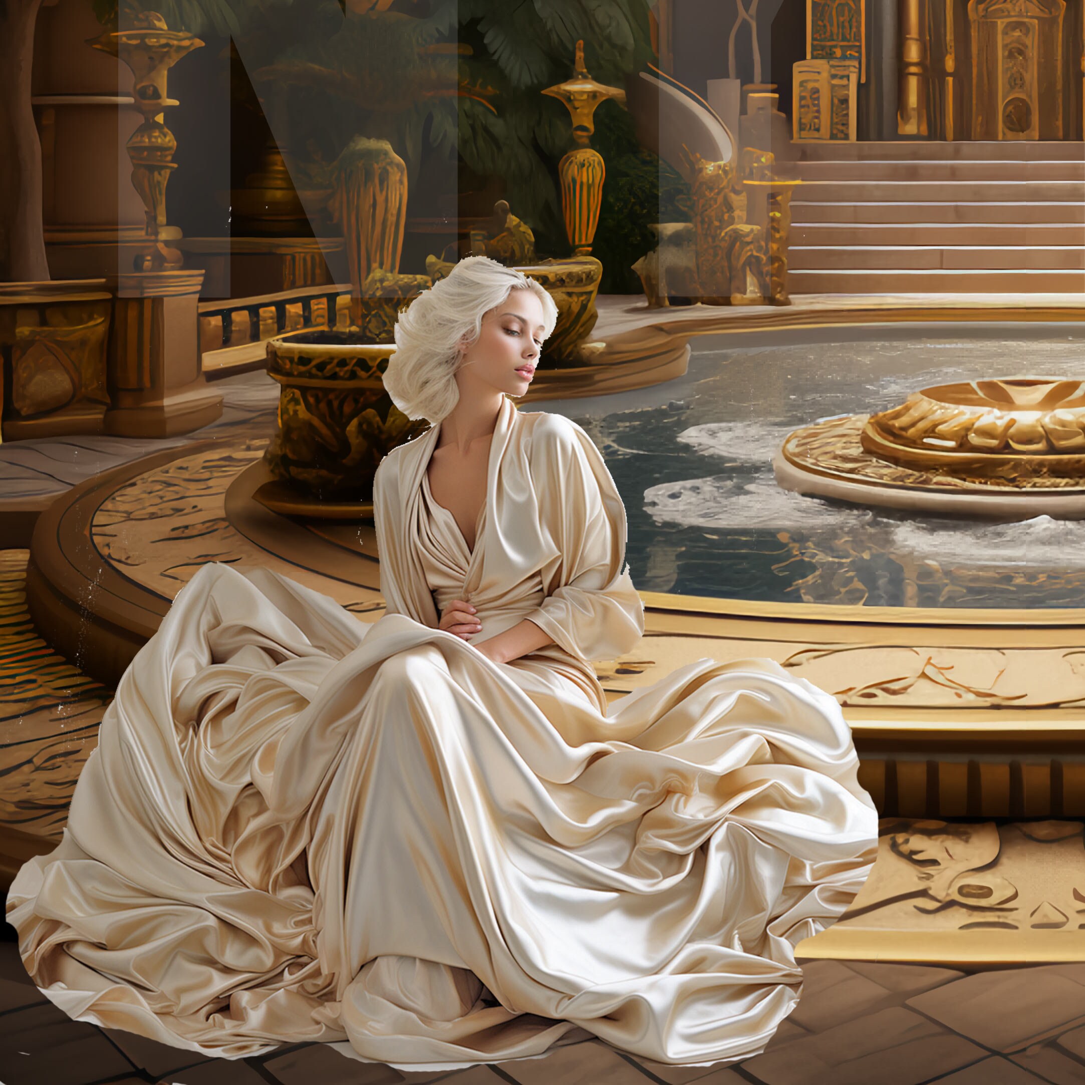 Golden Palace Courtyard Digital Backdrop, Photoshop Overlays, Photo ...