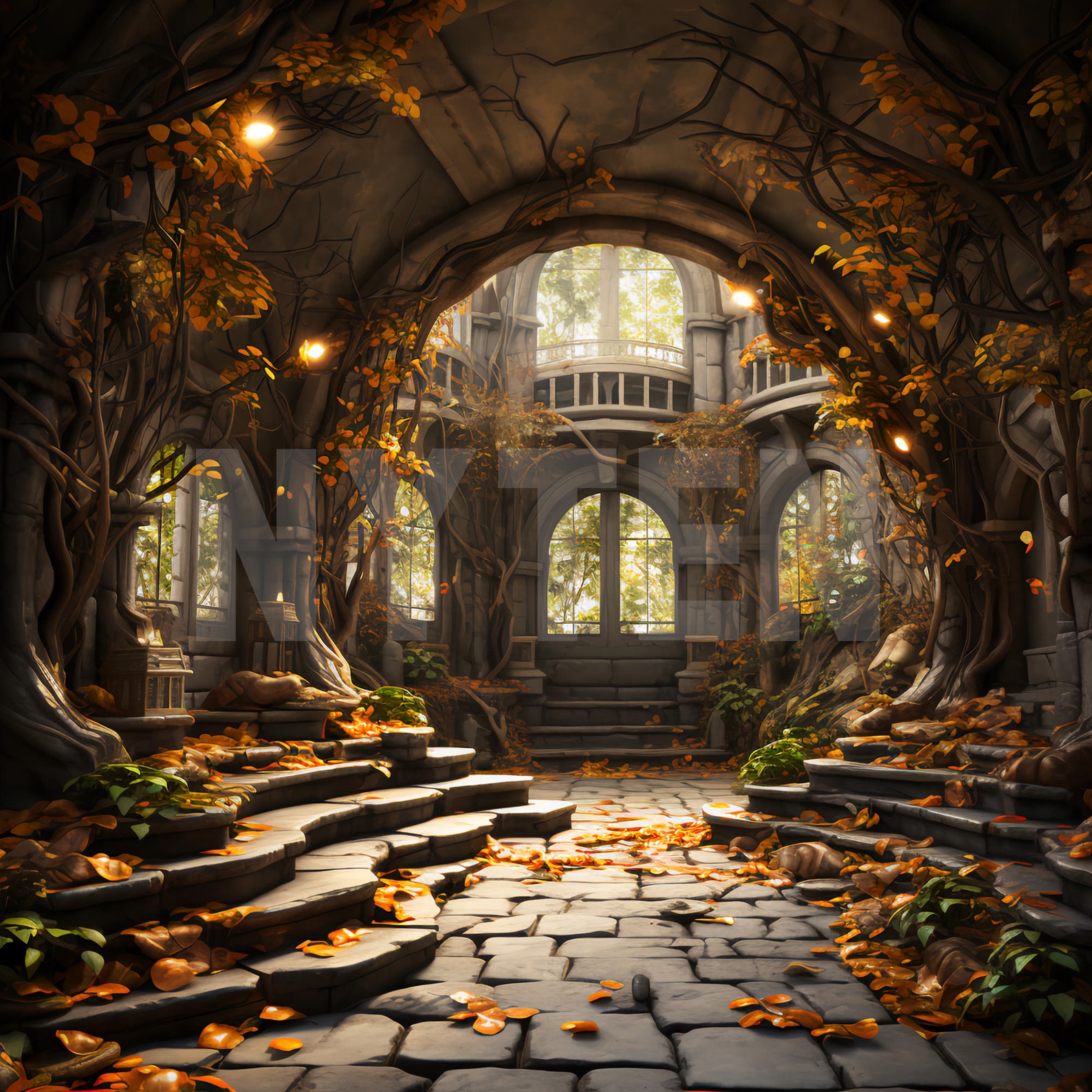 Fantasy Fall Forest Backdrop, Forest Arch Digital Backdrop, Overlays ...