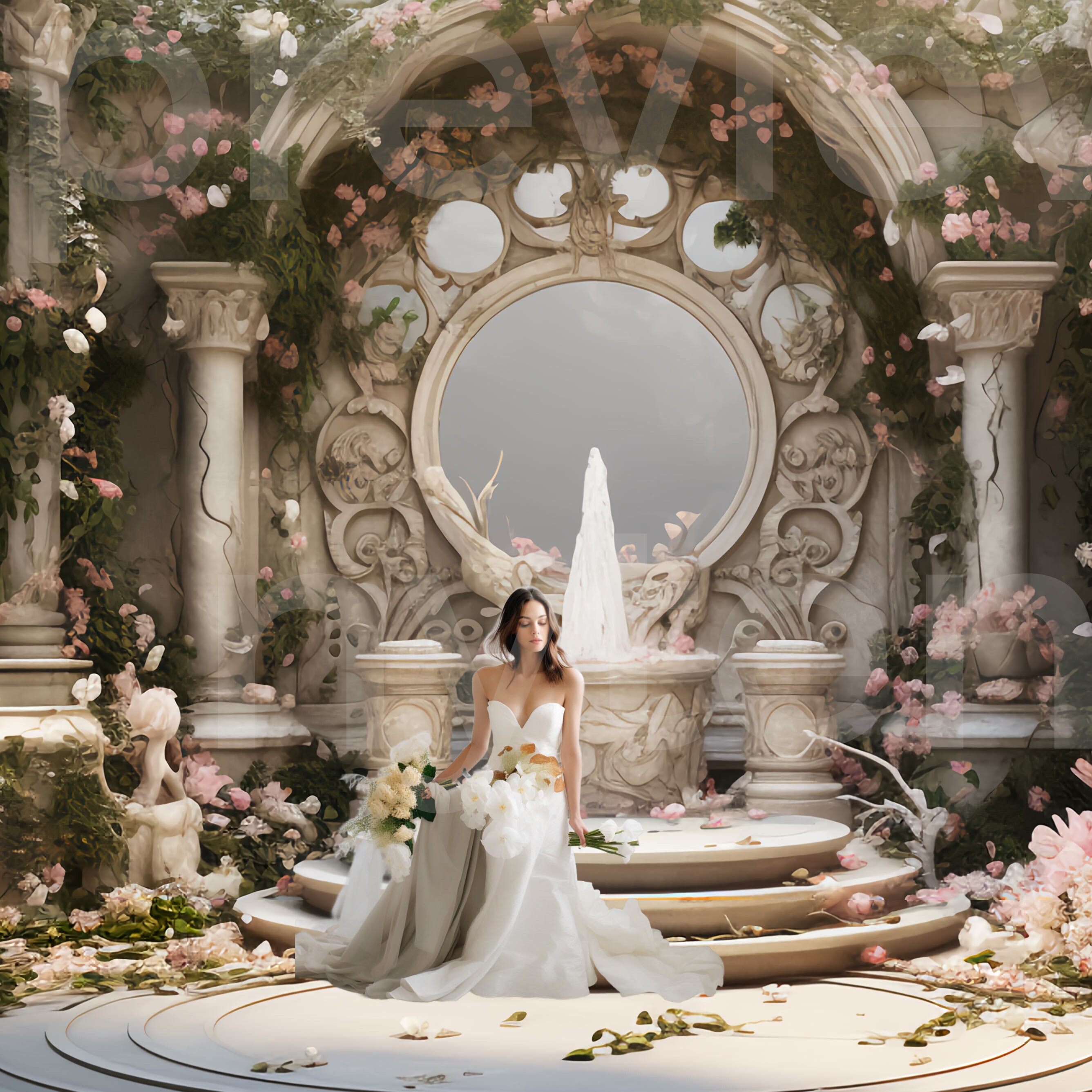 Marble Fairy Fountain Digital Backdrop, Photo Shoot Backdrop, Overlays ...
