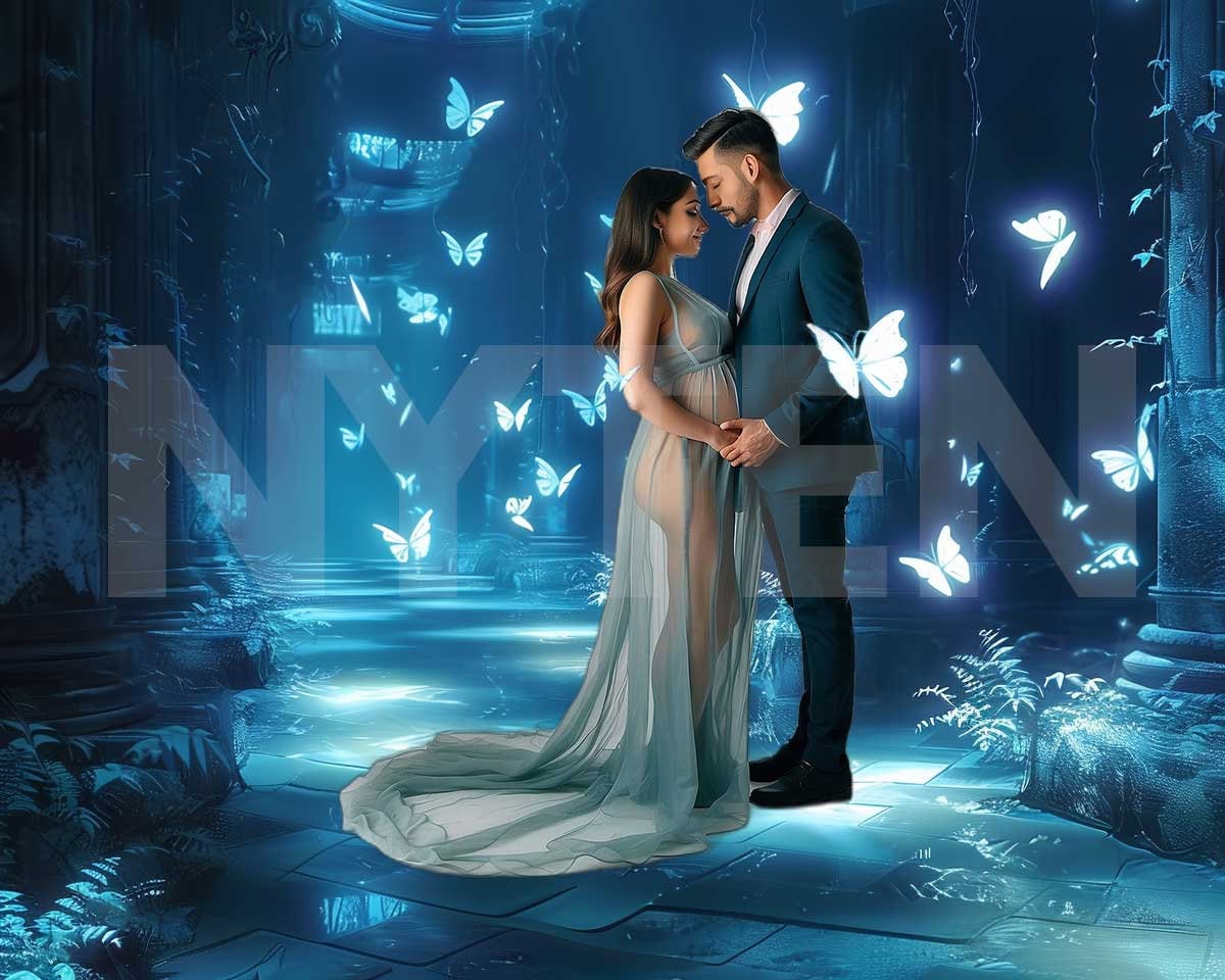 Enchanted Ruins Backdrop | Ethereal Butterfly Garden Digital Background ...