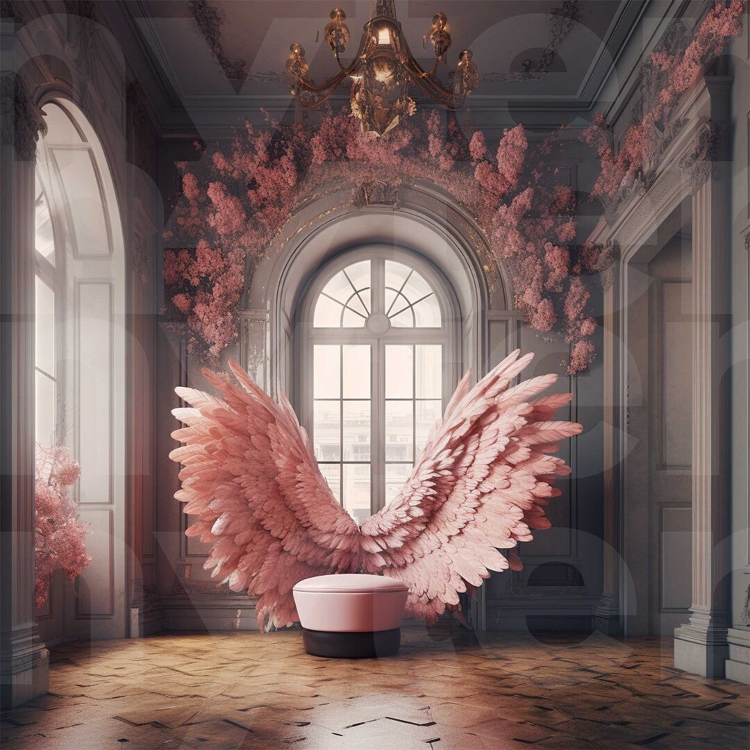 Pink Angel Wings in A Palace Backdrop, Photo Shoot Backdrop, Overlays ...