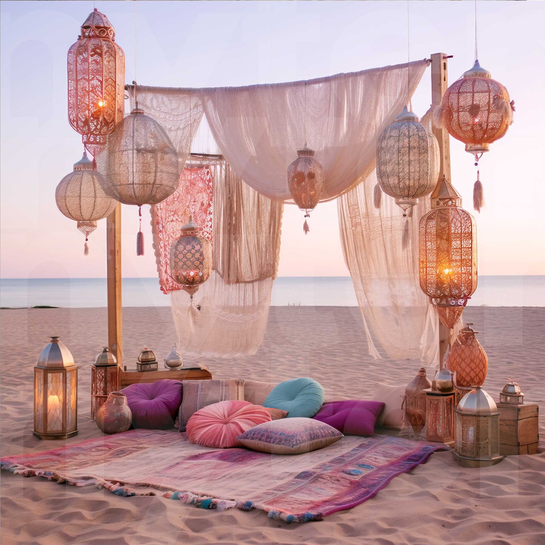 Outdoor Romantic Beach Digital Backdrop, Photo Background for ...
