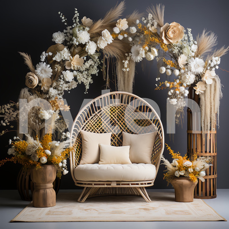 Rustic Floral Chair Digital Backdrop , Overlays, Studio Backdrops ...
