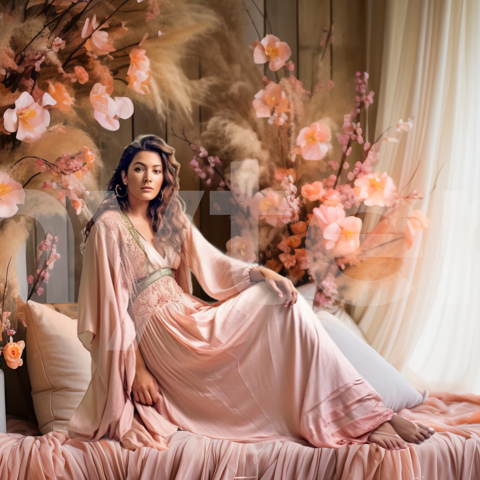 Romantic Beachy Boho Muted Colors Digital Backdrop , Overlays, Studio ...