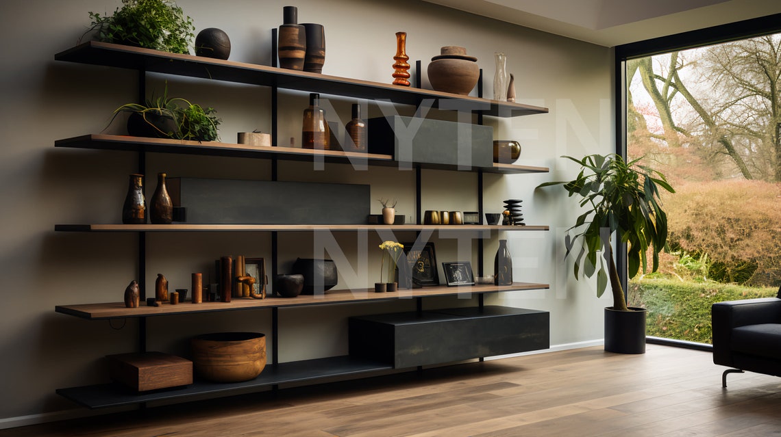 Zoom Modern Shelving Unit Virtual Background | 4 Zoom Backgrounds | MS ...