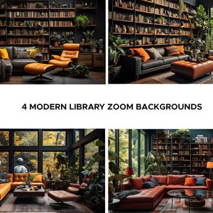 Zoom Modern Library Virtual Backgrounds | 4 Zoom Backgrounds | MS Teams ...