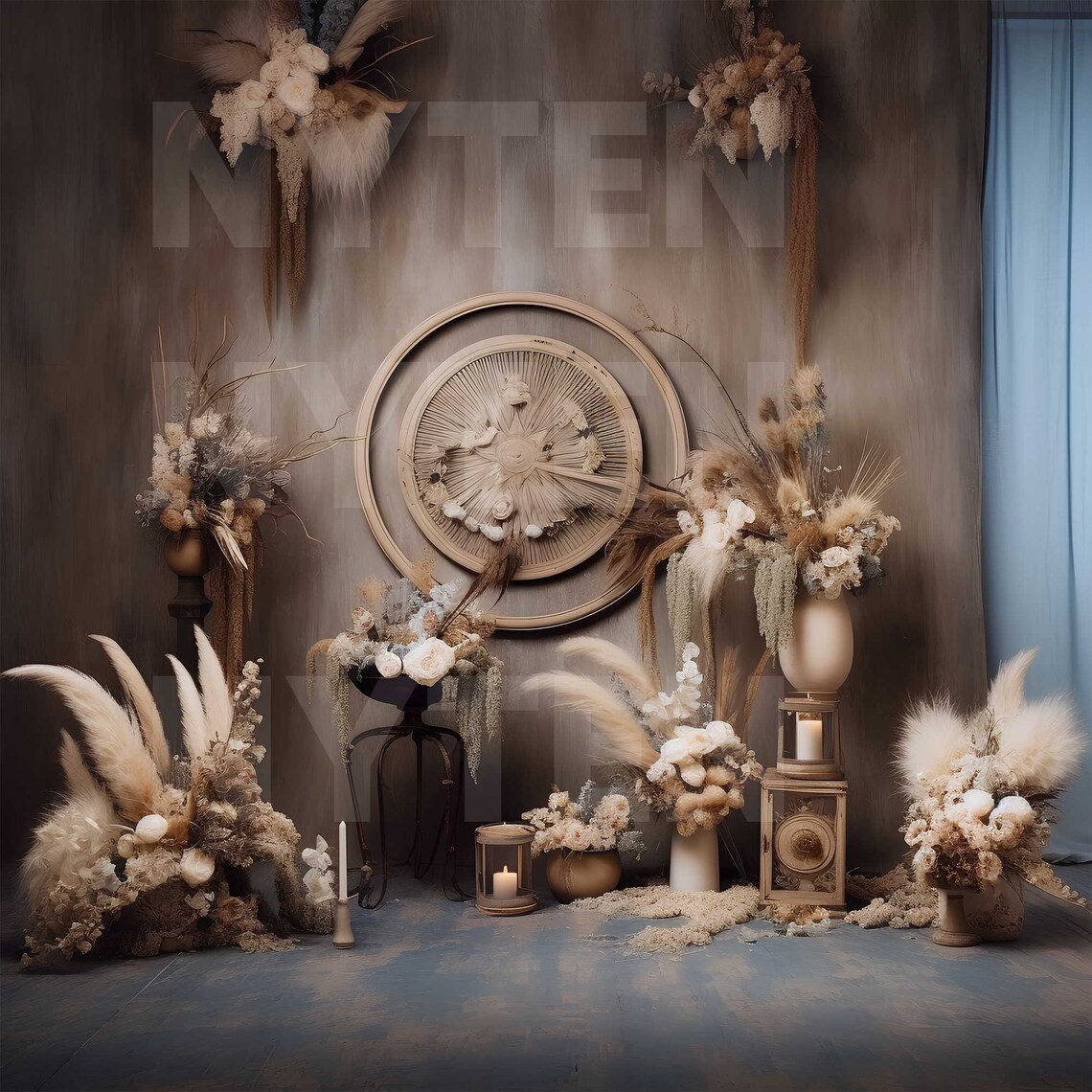 Backdrop With Pampas Grass Photo Shoot Backdrop Neutral - Etsy