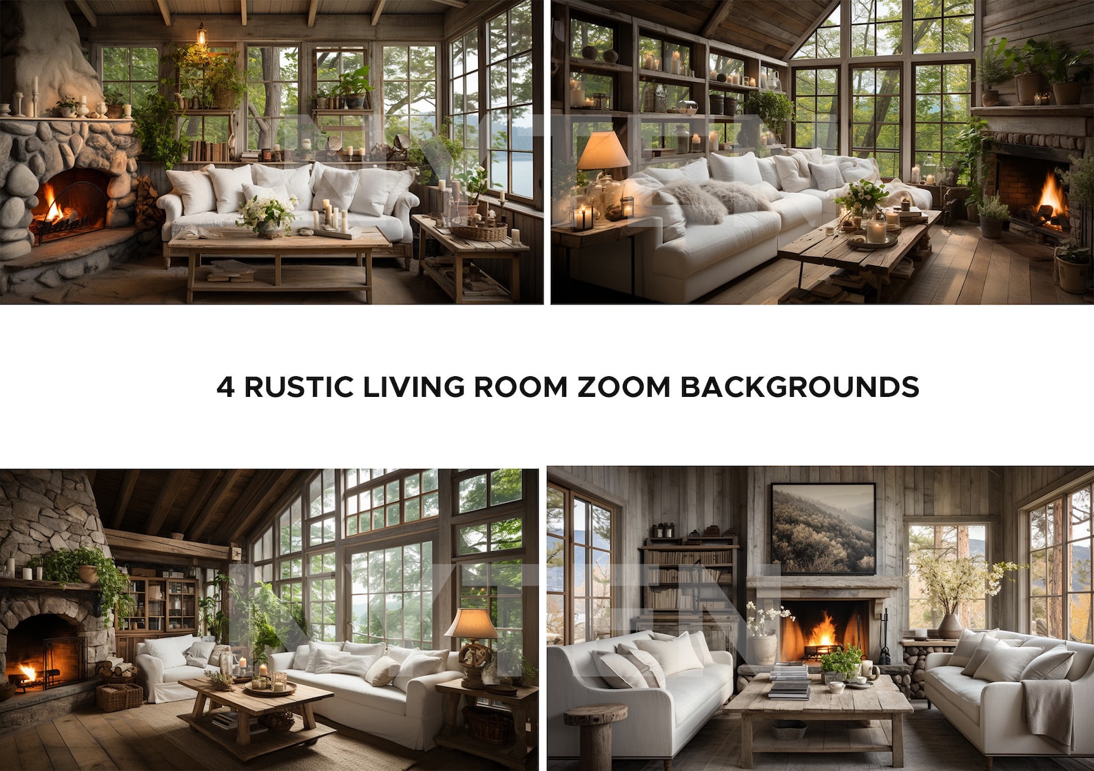 Zoom Rustic Living Room Virtual Background I | 4 Zoom Backgrounds | MS ...