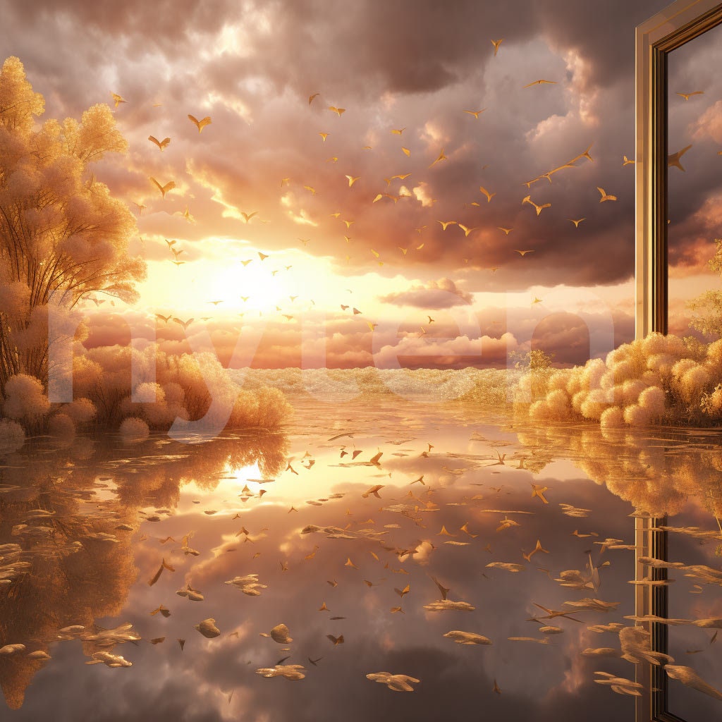 Golden Sky Digital Backdrop , Photoshop Overlays, Photo Background for ...