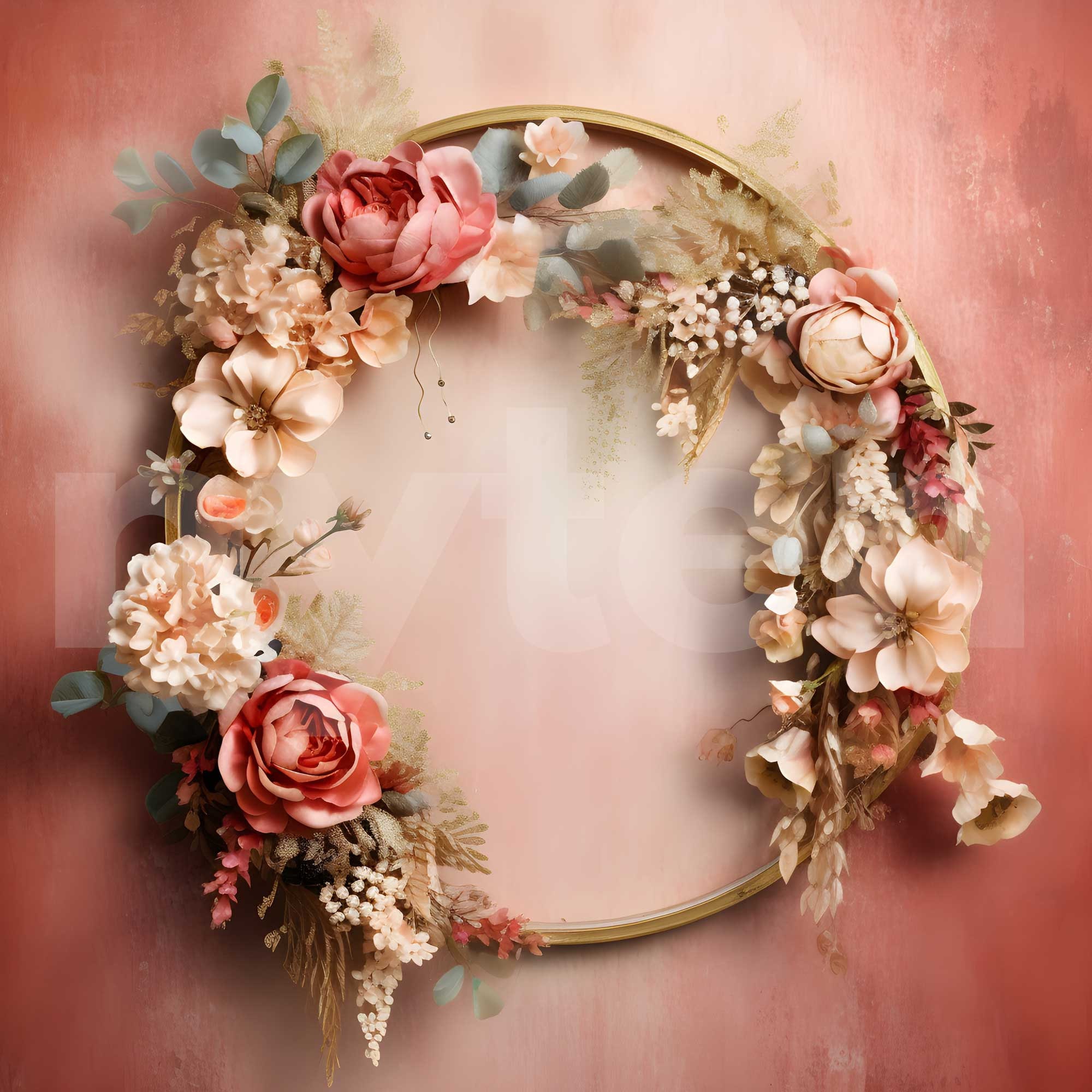 Boho Floral Ring Backdrop, Floral Hoop Digital Backdrop, Overlays ...