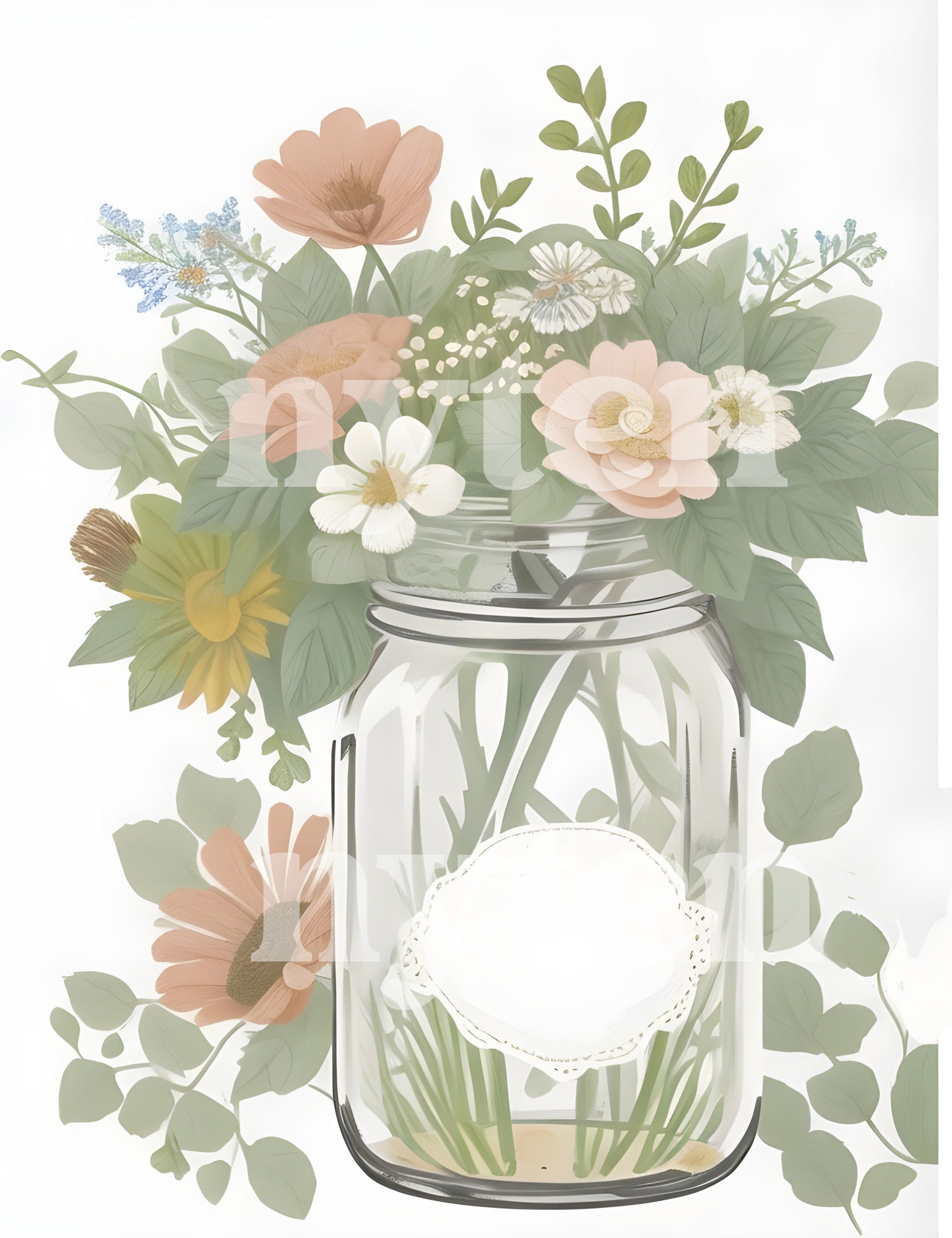 Clip Art Mason Jars Rustic Mason Jar Whimsical Graphics 12 High ...