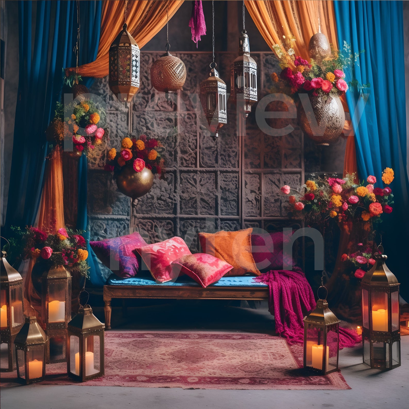 Boho Middle Eastern Jewel Tone Backdrop Bundle, 12 Photo Backgrounds ...
