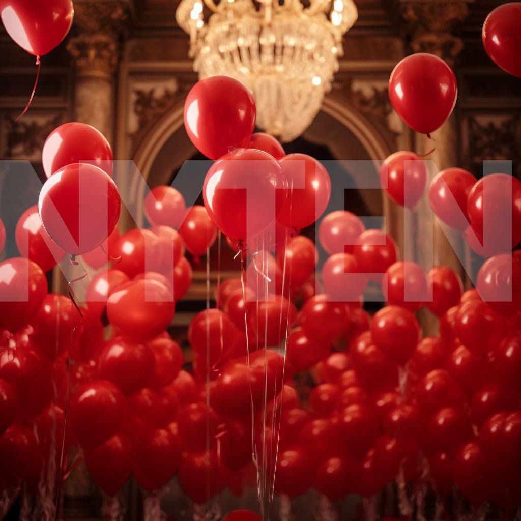 Red Balloons in a Place Digital Backdrop, Photo Shoot Backdrop ...